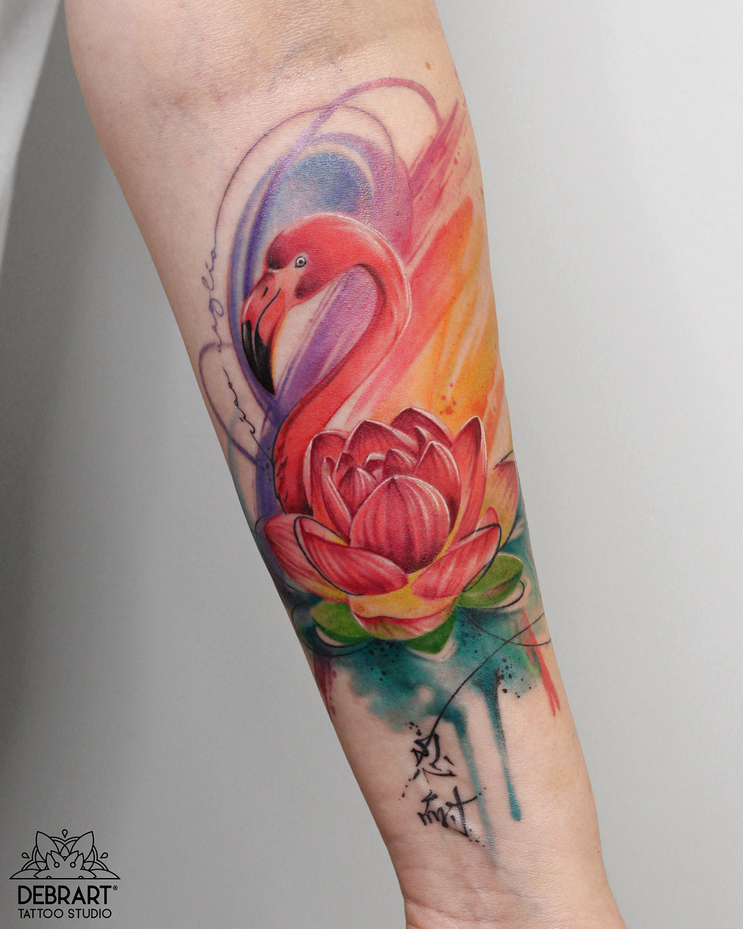Tatuagem Tradicional De Flamingo